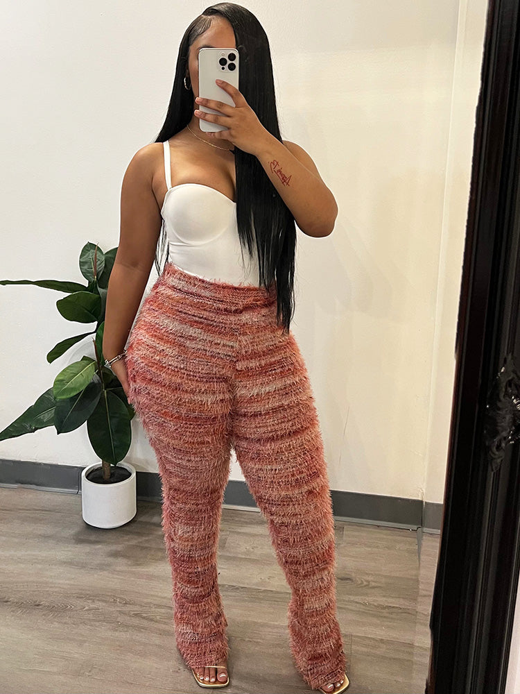 Striped Fuzzy Flare Pants – oreosquishy